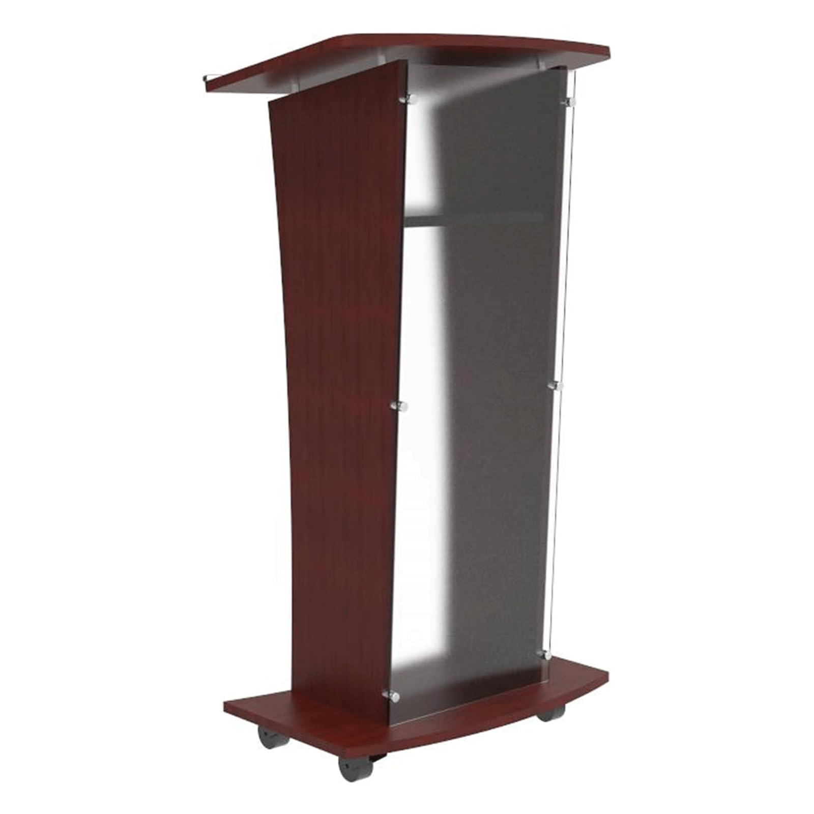 Large Podium Wooden Pulpits with Open Storage Shelves and Casters Lecterns Floor-Standing Presentation Stand Speaking Lectern