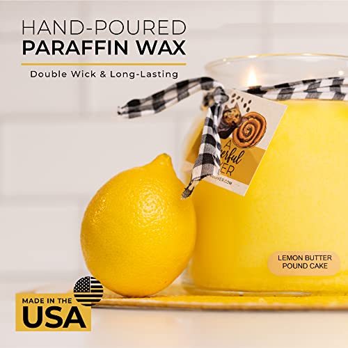A Cheerful Giver — Lemon Butter Pound Cake - 34oz Papa Scented Candle Jar with Lid - Keepers of the Light - 155 Hours of Burn Time, Gift for Women, Yellow