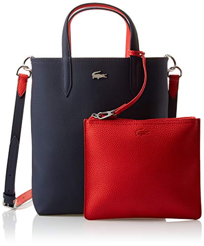 Lacoste womens Anna Vertical Shopping Tote Bag, Sinople/Navy Blue-aconit-white, One Size US