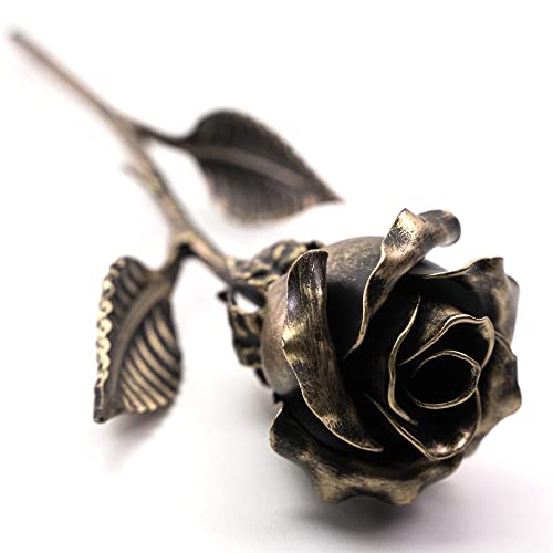 MakuliSmit Hand Forged Bronze Metal Rose Solid Gift of Everlasting Love