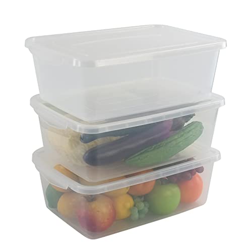 Pekky 13 Quart Plastic Bins Boxes with Lid, 3 Packs