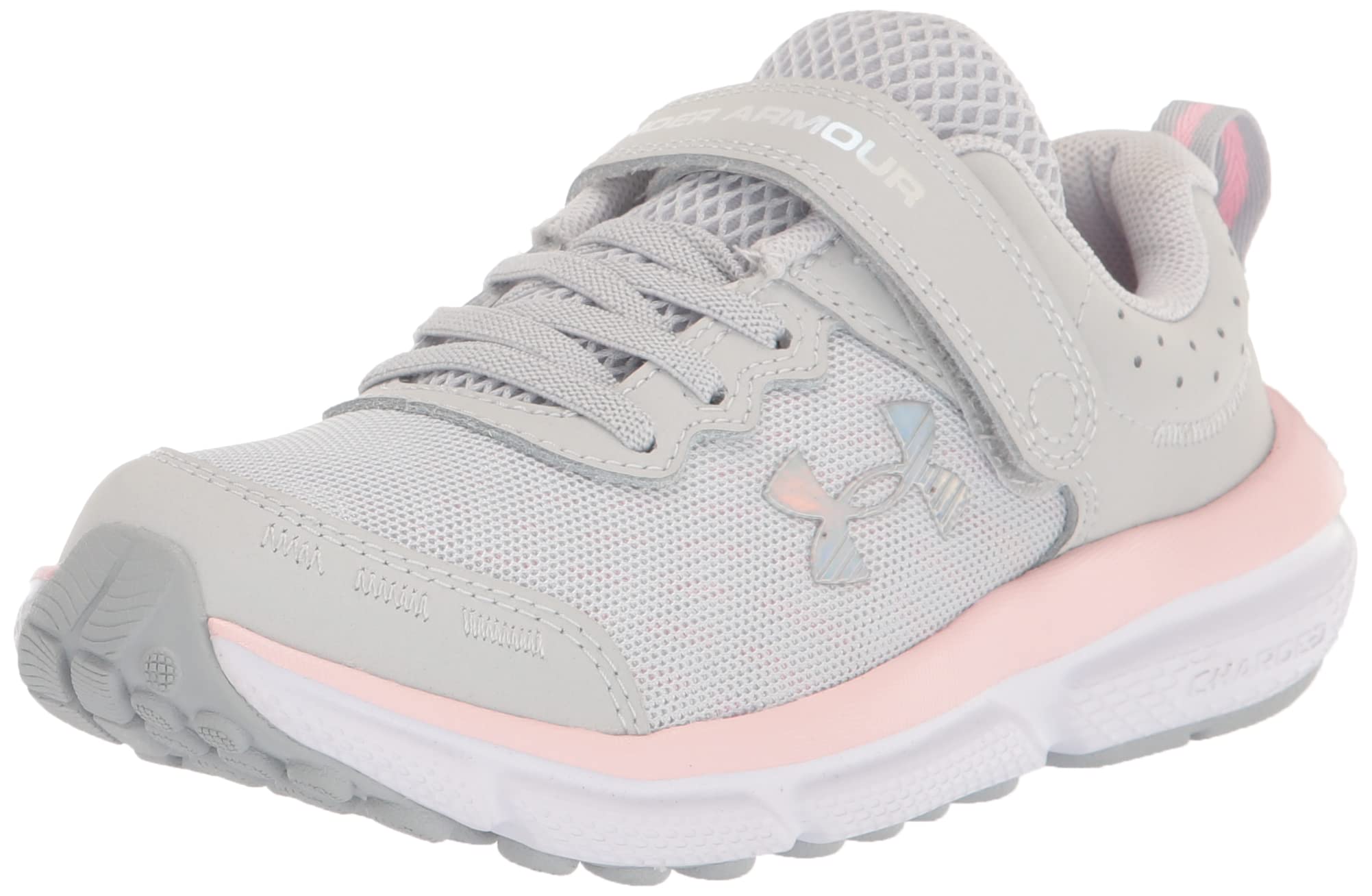 Under Armour Girls' Pre School Assert 10 Alternate Closure, (100) Halo Gray/Pink Sugar/Iridescent, 3, US