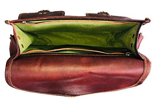 cuero 14 Inch Leather Crossbody Satchel Ladies Purse Women, Brown, Size Medium