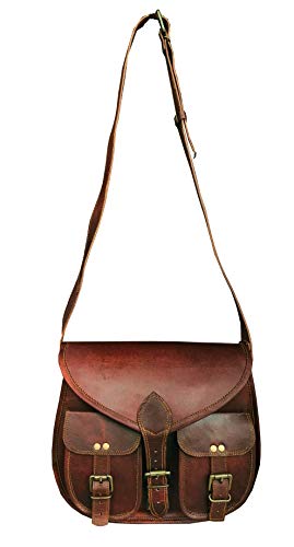 cuero 14 Inch Leather Crossbody Satchel Ladies Purse Women, Brown, Size Medium