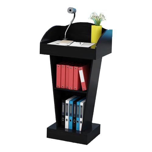 Floor Standing Podium Wooden Pulpits with Multi-Level Open Storage Stand Lecterns Presentation Stand Large Speaking Lectern