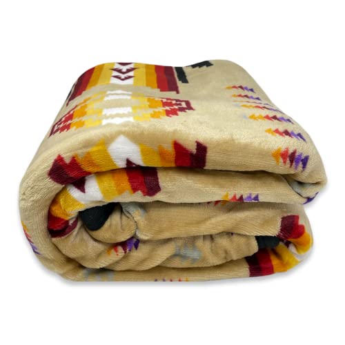 Nu Trendz Signature Southwest Design (Navajo Print) Sherpa Lined Throw 16112 Camel (tan)