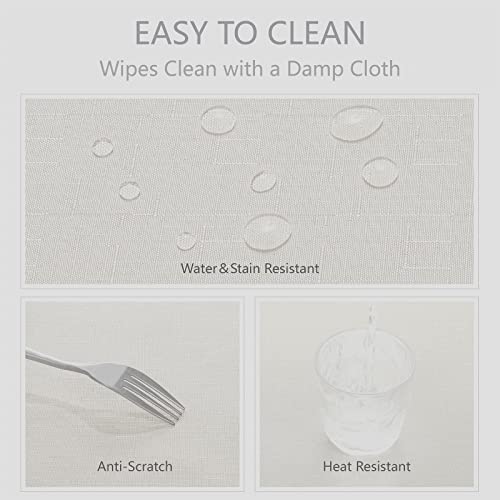 Veblandy Rectangle Tablecloth 52x70 inch Linen Textured Waterproof Table Cloth Stain and Wrinkle Resistant Washable, Decorative Fabric Table Cover for Outdoor and Indoor Use, Ivory