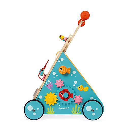 Janod Wooden Activity Baby Walker Cat - 21.1" Tall - Ages 12 Months+ - J08005