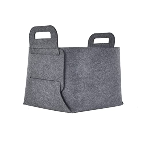 Storage Basket Felt Closet Storage Bins Convenien with Handles Storage Box Collapsible & Convenient Box Organizer for Office Bedroom Closet Babies Nursery Toys Laundry Organizing (medium grey)(Small)