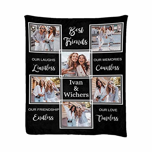 Personalized Bestie Blanket, Customized Our Friendship Endless, Our Love Timeless Bed Throw for Woman Sister Custom Blanket Throws to Best Friend Birthday Gifts 40x50