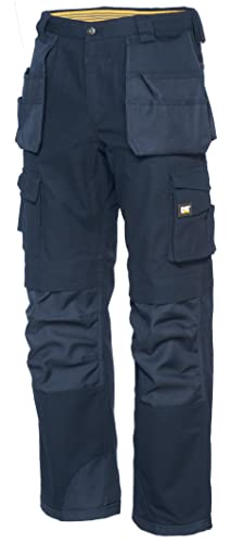 Caterpillar Men's Trademark Work Pants Built from Tough Canvas Fabric with Cargo Space, Classic Fit, Navy, 30W x 30L