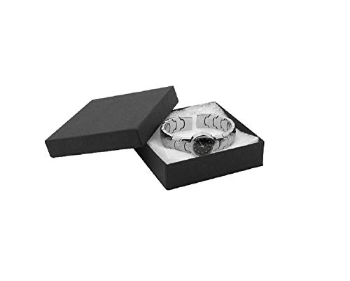 16 Pack Cotton Filled Matte Black Color Jewelry Gift and Retail Boxes 3.5 X 3.5 X 1 Inch Size by R J Displays