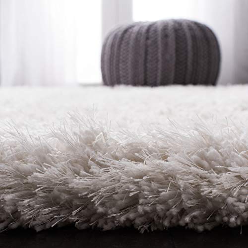 Safavieh Atlantic Shag Collection 8' x 10' Ivory ATG101A Handmade Solid 1.2-inch Thick Area Rug