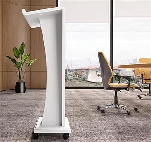 Floor Standing Podium Church Lecterns Simple Podium Stand Easy to Assemble Pulpits with Casters and Storage Space Lecterns