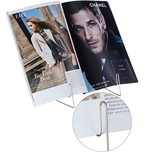 2 Pieces Book Stands, Adjustable Reading Stand, Music Book Easel Display Holder, Fold-n-Stow Metal Bookstand, Small Book Rest for Kitchen Countertops (Black)