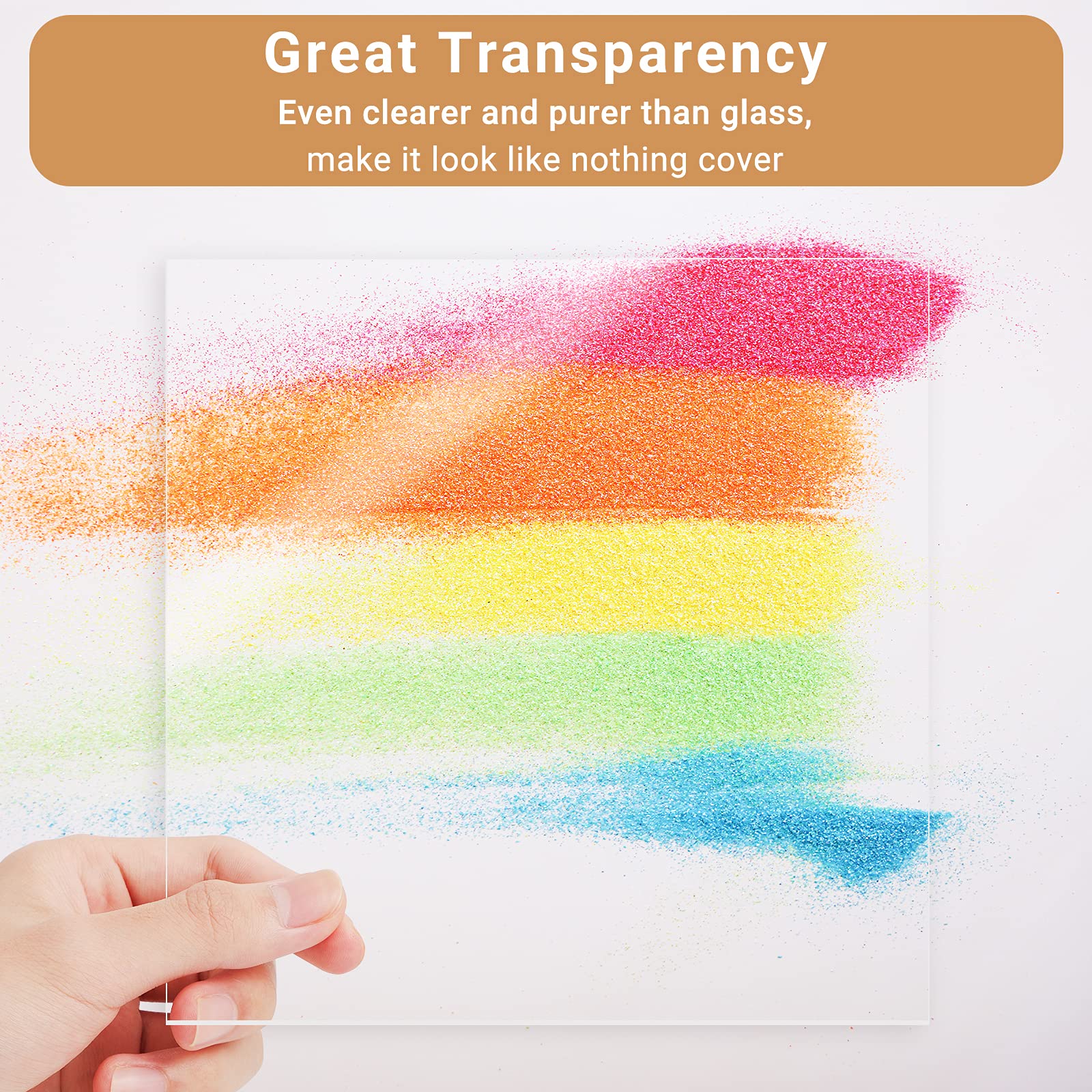 Enoin 2pcs 8 x 8 Inch Clear Acrylic/Plexiglass Sheet 0.118" 1/8 Inch Thick, Plastic Sheet Transparent Board Panel for Glass, DIY Project, Picture Frame,Paintings, Art Craft
