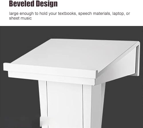 Metal Podium Floor-Standing Lecterns Simple Elegant Podium Stand with Storage Space Pulpits with Tilting Top Shelf Lecterns
