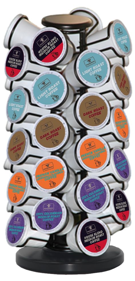 K cup Holders,K Cup Carousel With Heavy Duty Revolving Base,Coffee Pod Holder Carousel, Comes All in 1 Piece, Zero Assembly Required, Holds 40 K cups, Matte black. K cups NOT Included
