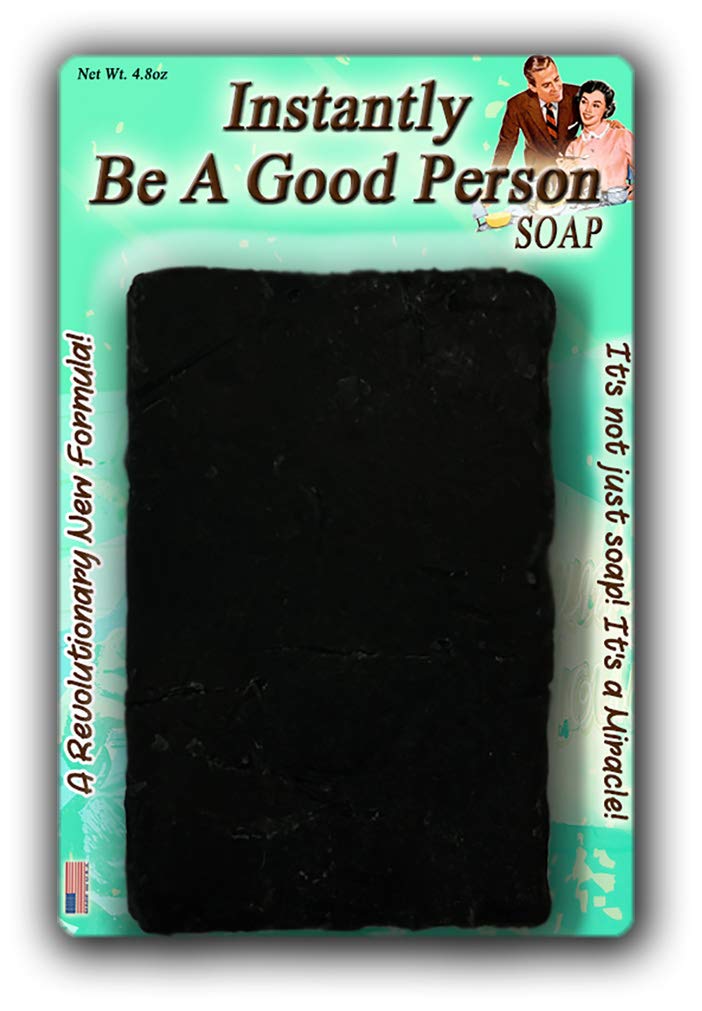 Instantly Be A Good Person Soap Black Bath Soap Pine Tar Scent Funny Vintage Gags for Women Men Novelty Soaps Unisex Secret Santa White Elephant Stocking Stuffers for Men Pine Tar Soap