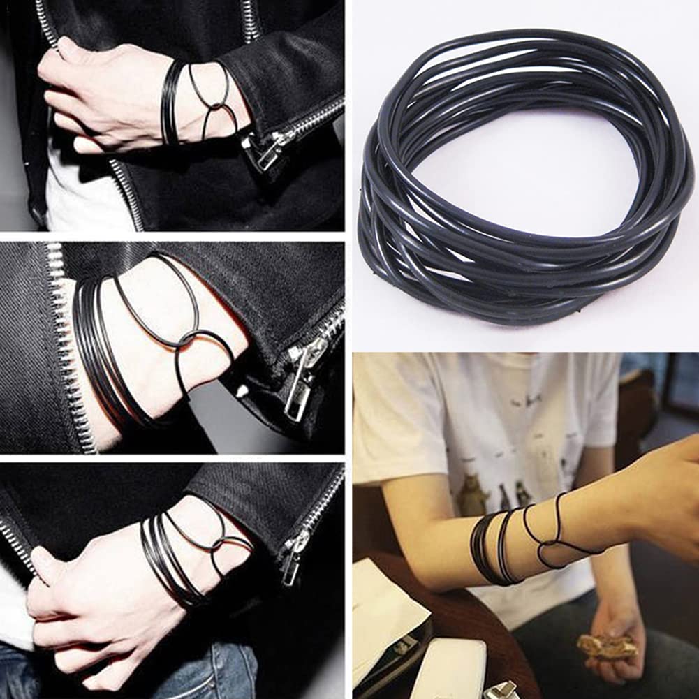 ZAKIA 25pces Mixed Gummy Silicone Wristbands Bracelets Bands Shag Rubber Gummies Bangles Wristbands (Black)