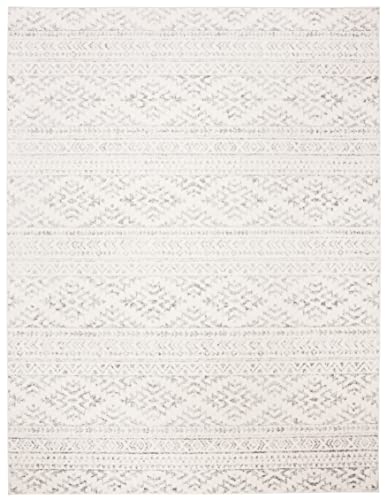 SAFAVIEH Tulum Collection 8' x 10' Ivory/Grey TUL272A Moroccan Boho Tribal Non-Shedding Living Room Bedroom Dining Home Office Area Rug