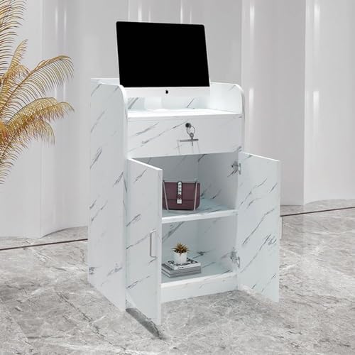 EESHHA Lectern Lightweight Lecterns Wooden Laptop Desk Podium Stand Small Conference Teacher Podiums Simple Floor Standing Standing Lectern, White