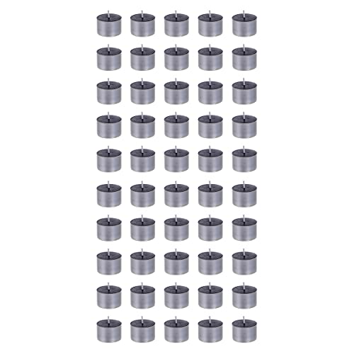 Mega Candles 50 pcs Unscented Black Jumbo Tea Lights Candle, Pressed Wax Candles 8 Hour Burn Time, Home Décor, Wedding Receptions, Baby Showers, Birthdays, Celebrations, Party Favors & More