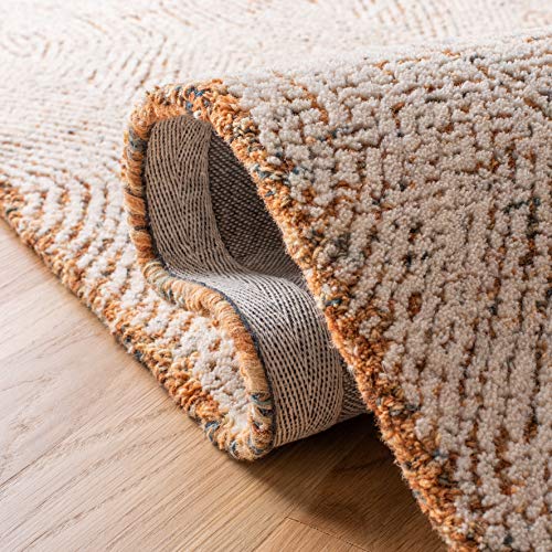 SAFAVIEH Abstract Collection 5' x 8' Ivory / Rust ABT340P Handmade Premium Wool Area Rug