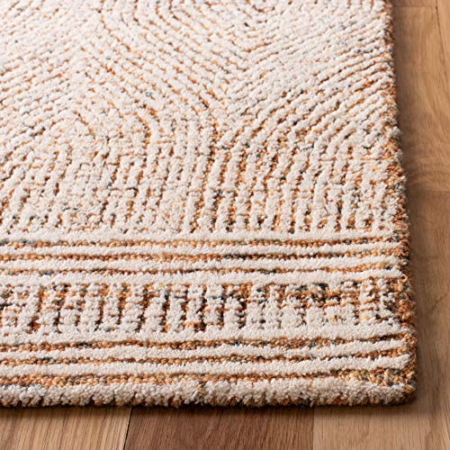SAFAVIEH Abstract Collection 5' x 8' Ivory / Rust ABT340P Handmade Premium Wool Area Rug