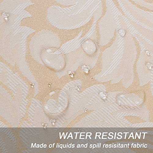 Lahome Elegant Damask Jacquard Tablecloth - Polyester Fabric Spillproof Water Resistant Washable Table Cover for Kitchen Dining Room Wedding Party Home Decor (Beige, Rectangle - 60" x 120")