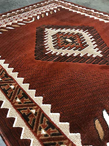 Kingdom South West Native American Area Rug Rust Brown Beige Design D143 (5 Feet 2 Inch X 7 Feet)