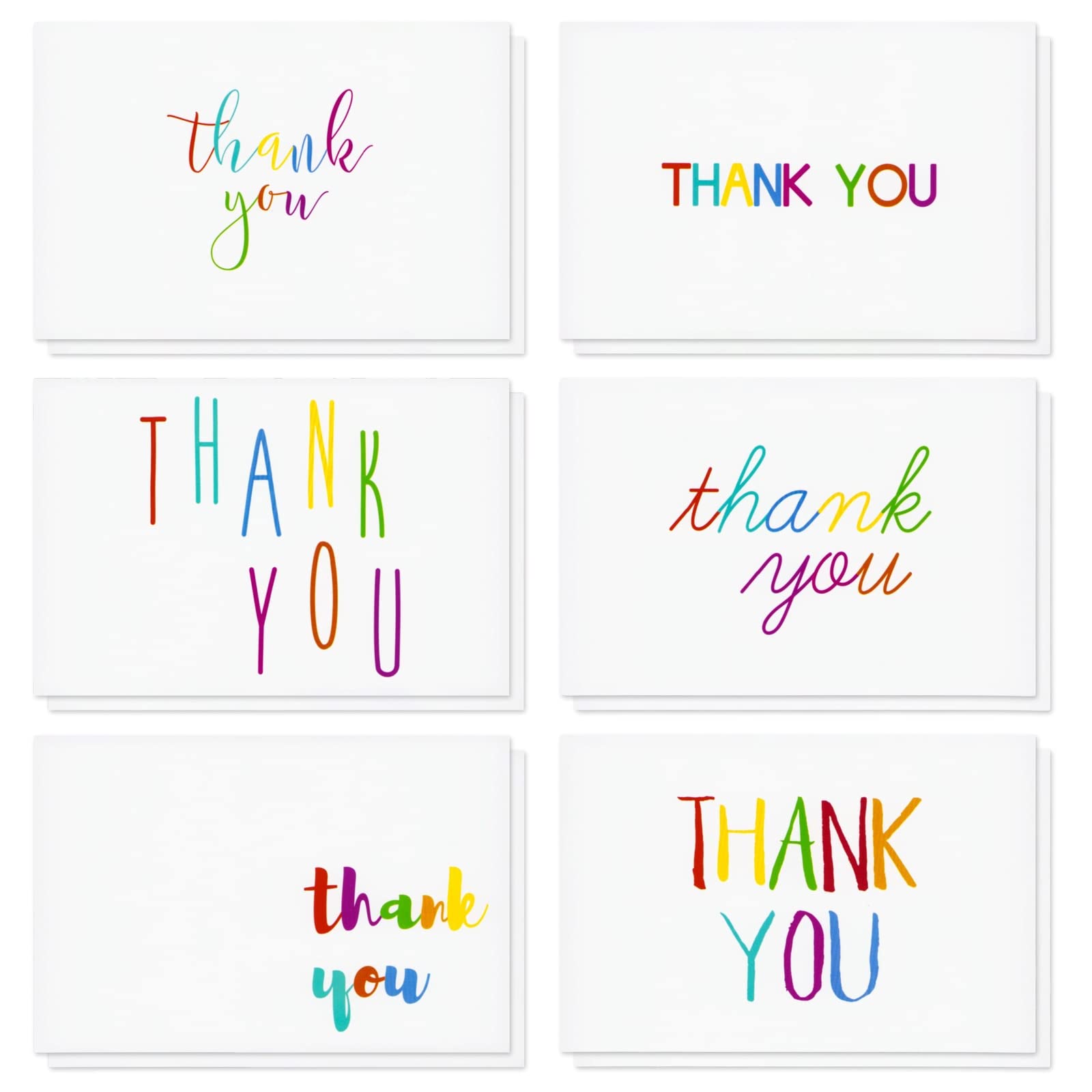 Juvale 48 Pack Thank You Note Cards with Envelopes for Kids Birthday, Baby Shower, Blank Inside (4x6 In)