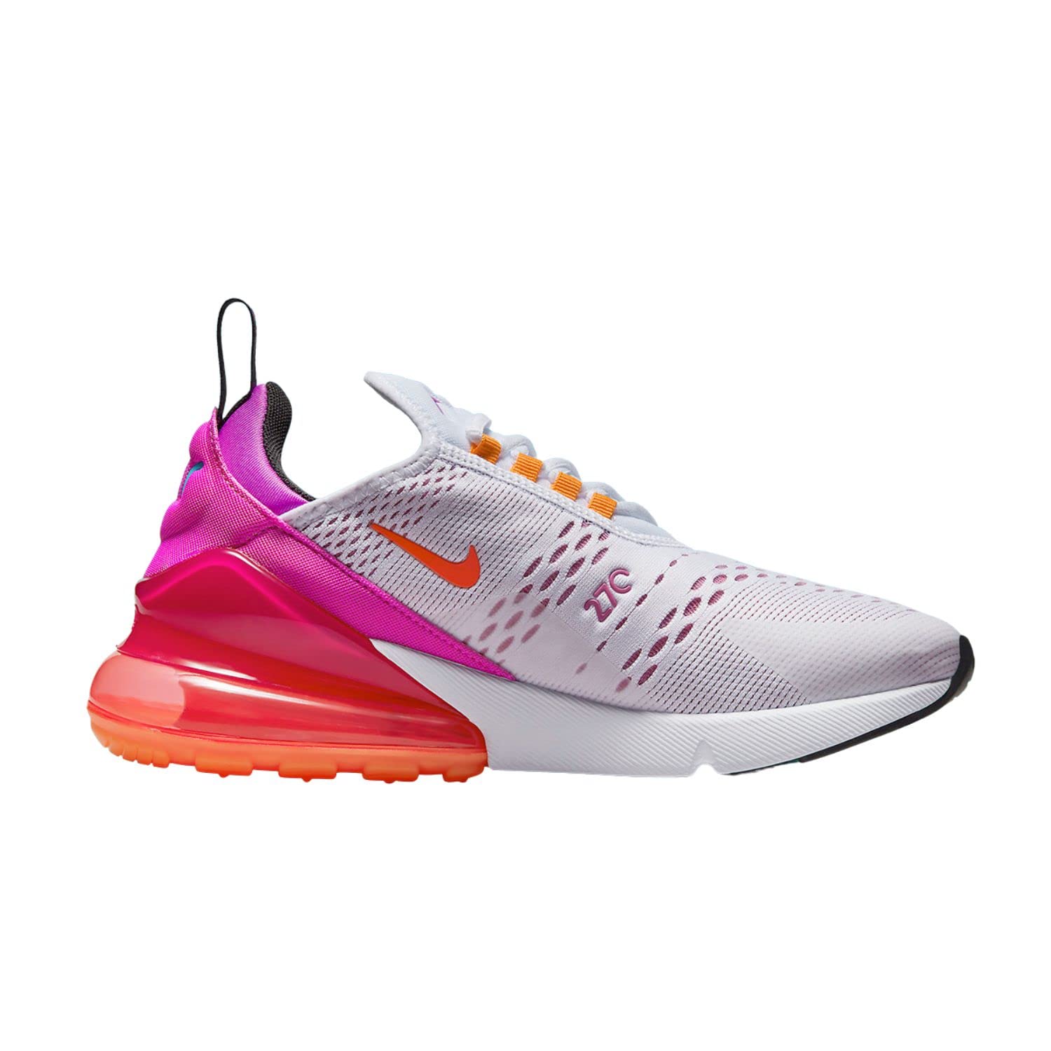Nike Womens W Air Max 270 Running Shoe, WHITE/BRIGHT CRIMSON-FUCHSIA DREAM, 7.5 US
