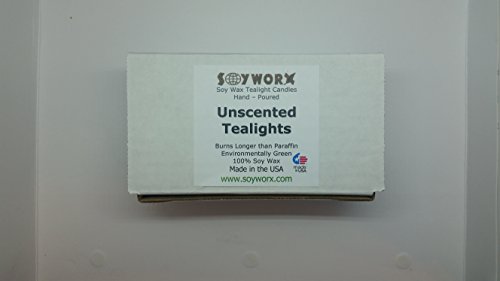 Soy Tealight Candles - 12 Unscented - All Natural Color - Clear Cup Candles with 6 to 8 Hour Burn Time