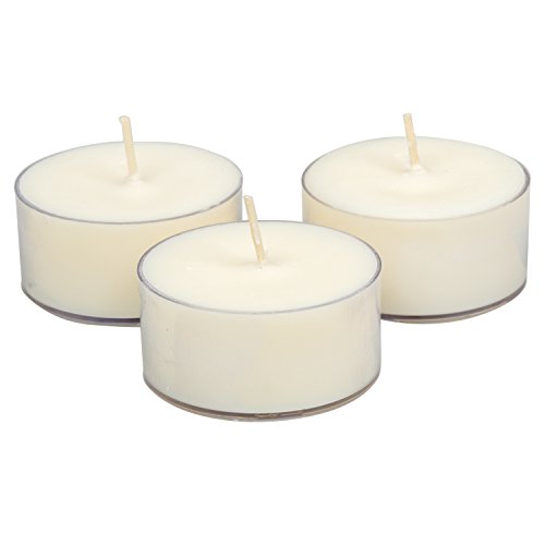 Soy Tealight Candles - 12 Unscented - All Natural Color - Clear Cup Candles with 6 to 8 Hour Burn Time