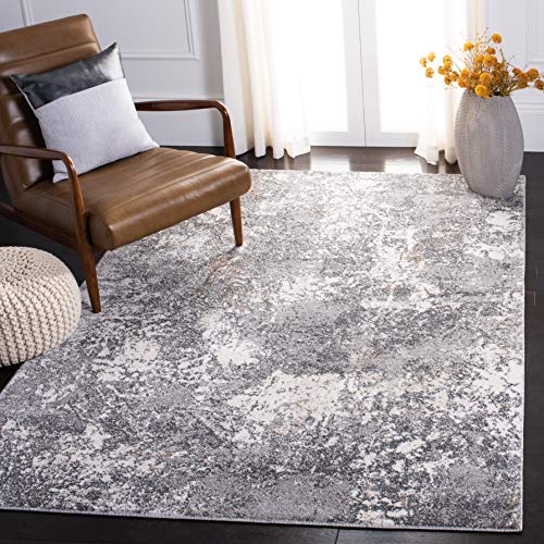 SAFAVIEH Aston Collection 5'3" x 7'7" Light Grey/Grey ASN715F Modern Abstract Non-Shedding Living Room Bedroom Dining Home Office Area Rug