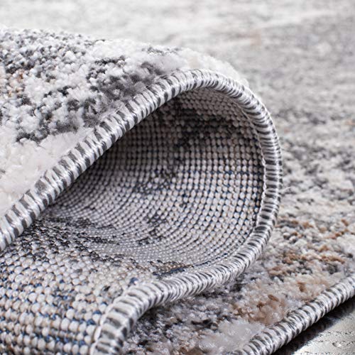 SAFAVIEH Aston Collection 5'3" x 7'7" Light Grey/Grey ASN715F Modern Abstract Non-Shedding Living Room Bedroom Dining Home Office Area Rug