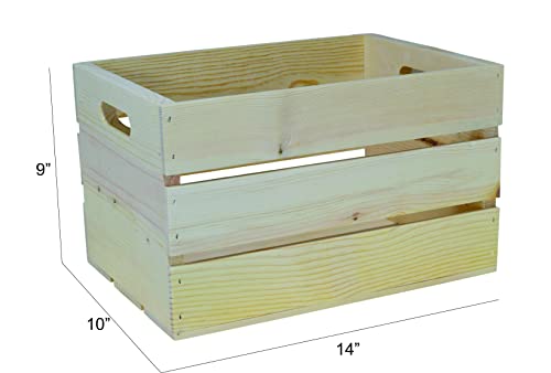 Poole & Sons Wooden Storage Crate with Hand Holes, 14 x 10 x 9 Inside Dimensions