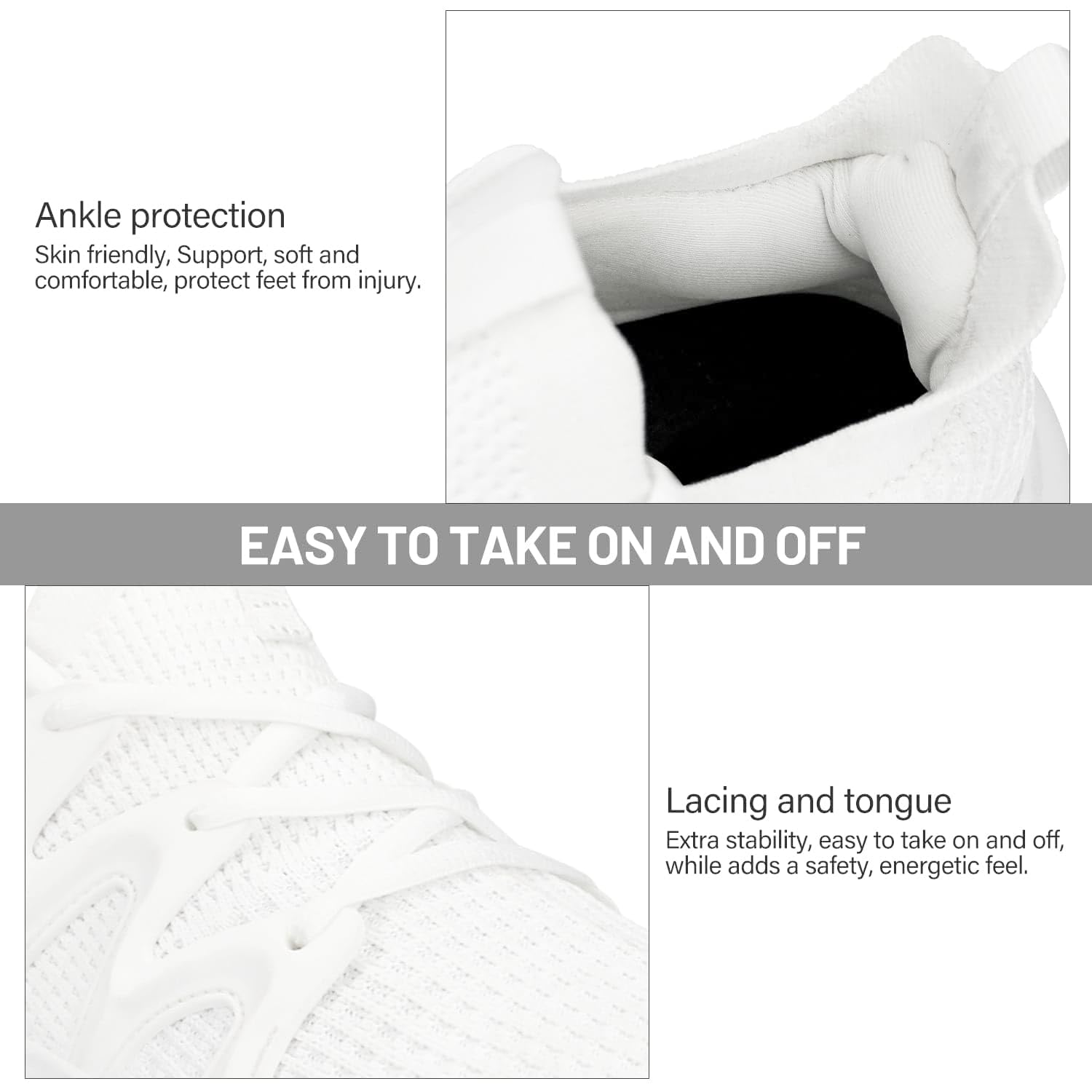 Pujcs Running Shoes Womens Breathable Tennis Shoes Non Slip Gym Workout Shoes Lightweight Mesh Walking Sneaker White Size 9
