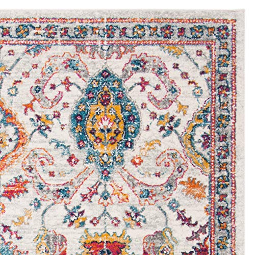 SAFAVIEH Evoke Collection 4' x 6' Cream / Orange EVK255B Boho Non-Shedding Living Room Bedroom Accent Rug
