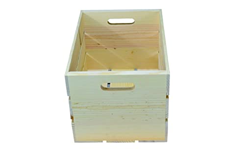 Poole & Sons Wooden Storage Crate with Hand Holes, 14 x 10 x 9 Inside Dimensions