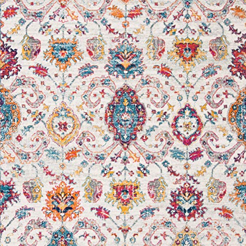 SAFAVIEH Evoke Collection 4' x 6' Cream / Orange EVK255B Boho Non-Shedding Living Room Bedroom Accent Rug