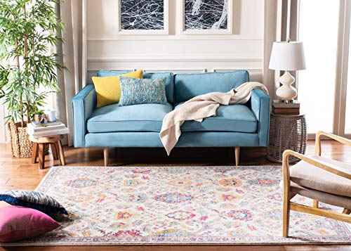 SAFAVIEH Evoke Collection 4' x 6' Cream / Orange EVK255B Boho Non-Shedding Living Room Bedroom Accent Rug