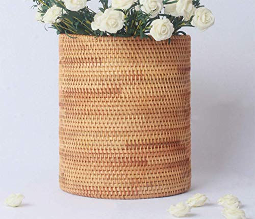 VECANCE Handmade Rattan Woven Wastebaskets, Multi-Functional Storage Basket 20x20cm