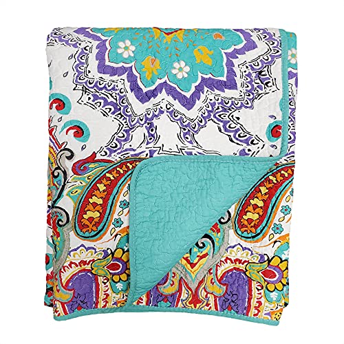 Greenland Home Nirvana 100% Cotton Quilted Throw Blanket, Teal