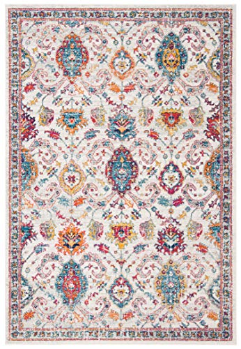 SAFAVIEH Evoke Collection 4' x 6' Cream / Orange EVK255B Boho Non-Shedding Living Room Bedroom Accent Rug