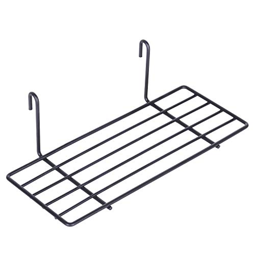 Kaforise Hanging Straight Shelf for Wire Wall Grid Panel, Small Wire Wall Organizer and Display Shelf, Size 9.8"X3.9" ,Black Painted