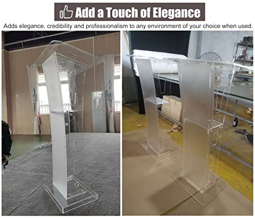 EESHHA Lectern Podium Stand Acrylic Lectern Podiums, Church Clear Pulpit Podium, Heavy-Duty Lecture Stand with Edge Stopper, Wedding Restaurant Lecterns Stand