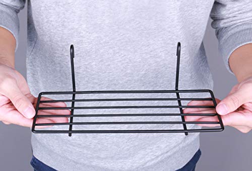 Kaforise Hanging Straight Shelf for Wire Wall Grid Panel, Small Wire Wall Organizer and Display Shelf, Size 9.8"X3.9" ,Black Painted