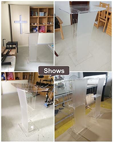 EESHHA Lectern Podium Stand Acrylic Lectern Podiums, Church Clear Pulpit Podium, Heavy-Duty Lecture Stand with Edge Stopper, Wedding Restaurant Lecterns Stand